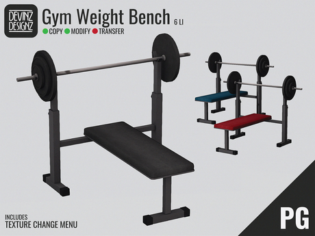 Second Life Marketplace - Gym Weight Bench PG